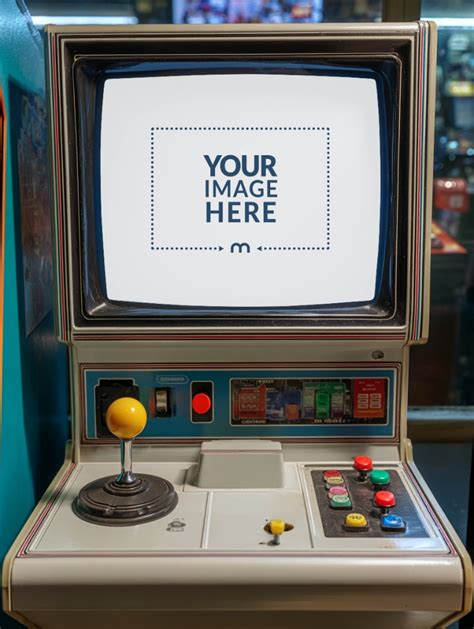 Arcade Cabinet Crt Monitor Mockup For Retro Gaming Ui Design