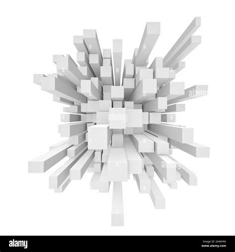 3d Rendering Of Abstract Cube Mosaic In Perspective On White Background Computer Graphics