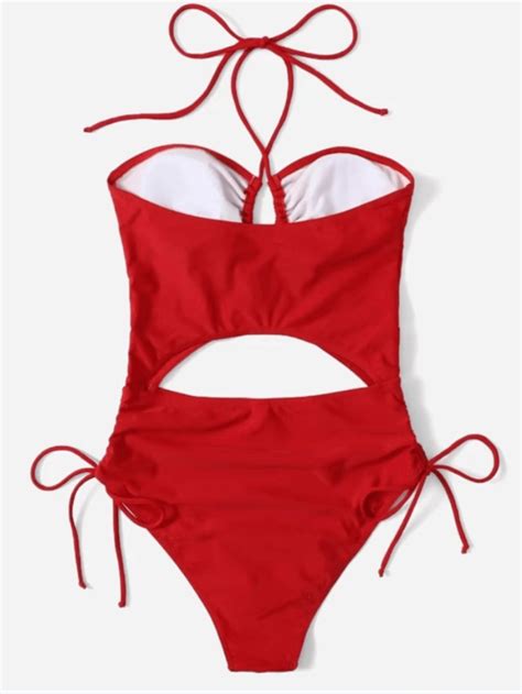 Cut Out Halter One Piece Swimsuit Shein Usa