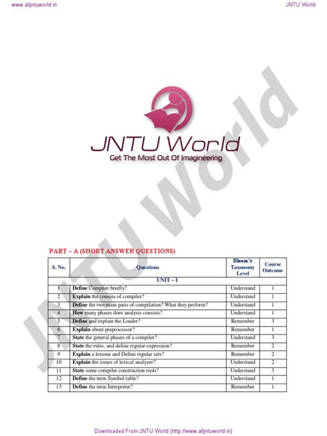 Compiler Design Qb Pdf Pdf Parsing C Programming Language
