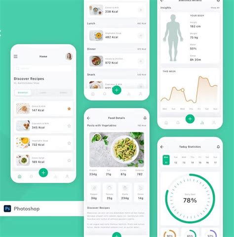 Health Mobile App User Interface Kit Psd