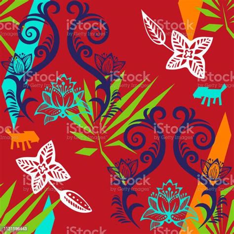벡터 장식 장식적인 배경입니다 민족 완벽 한 패턴 장식입니다 벡터 패턴입니다 0명에 대한 스톡 벡터 아트 및 기타 이미지 0명 곡선 꽃 식물 Istock
