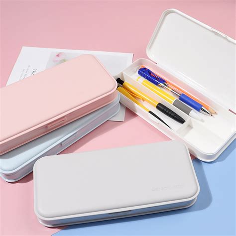 추가구매특가 마카롱 무지 필통 Diy 플라스틱 분할 펜슬 케이스 문구 사무용품 필기도구 학용품 수납 씨앤초이스 에이블리