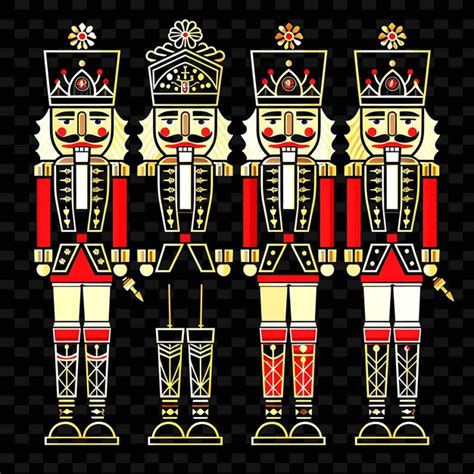Hand Carved And Painted Nutcracker Soldiers With Geometric B Png Cute