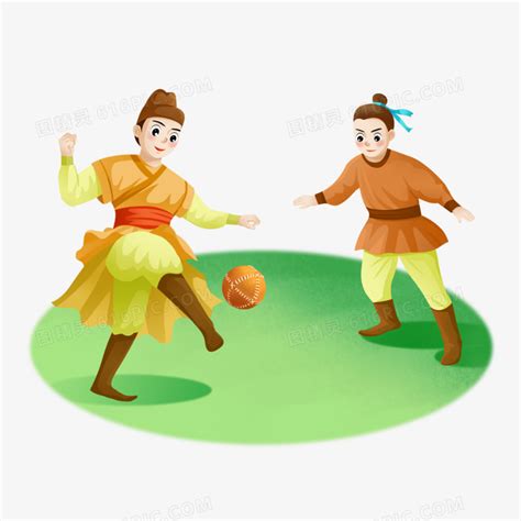 手绘古人踢蹴鞠插画元素图片免费下载 PNG素材 编号vwxidojpm 图精灵