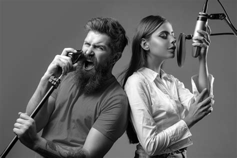 Premium Photo Young Friends With Excited Faces Enjoy Music Singer