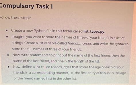 Solved Compulsory Task 1 Follow These Steps • Create A New