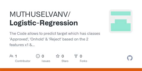 logistic regression logistic regression github ipynb at main · muthuselvanv logistic regression