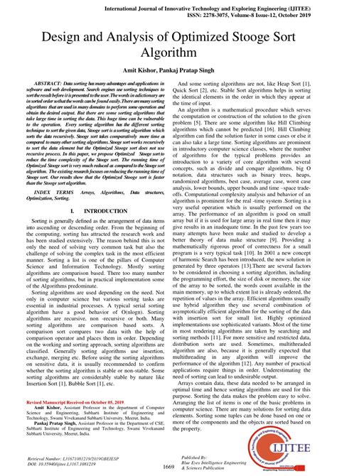 Pdf Design And Analysis Of Optimized Stooge Sort Algorithm