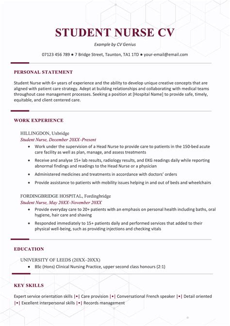 Student Nurse Cv Example Template And Skills Free Download Student Nurse Cv Example Template And Skills Free Download
