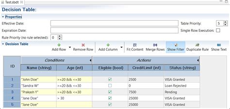 Decision Table Editor