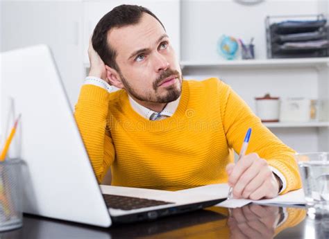 man facing difficulty stock image image of home intelligent 261755937