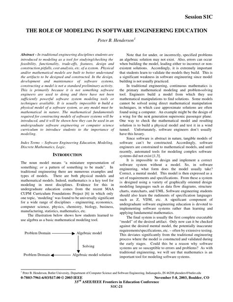 Pdf The Role Of Modeling In Software Engineering Education