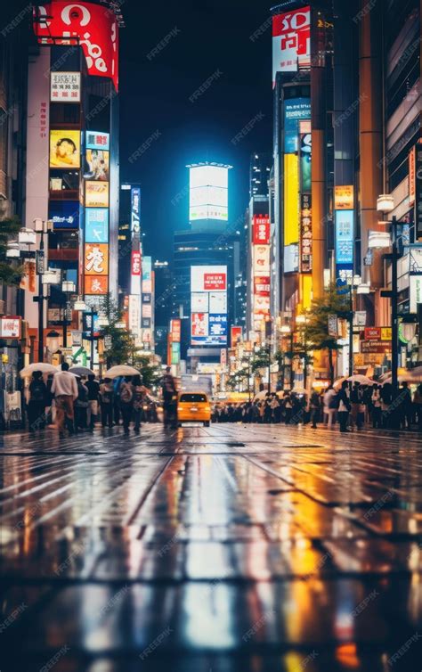 Premium Ai Image Snapshot Of A Busy Tokyo Street At Night