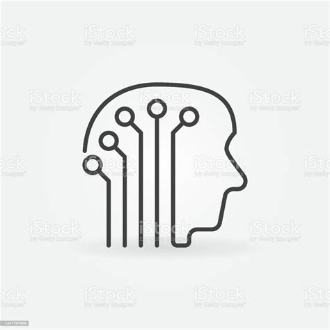 얇은 선 스타일의 전자 회로 개념 아이콘을 가진 인간의 머리 Cpu에 대한 스톡 벡터 아트 및 기타 이미지 Cpu 개념 개발 Istock