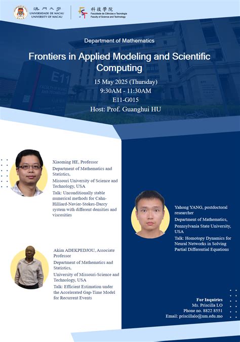 Frontiers In Applied Modeling And Scientific Computings Faculty Of Science And Technology