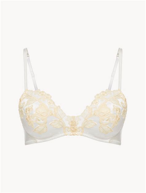 Luxury Silk Triangle Bra In White With Ivory Frastaglio La Perla