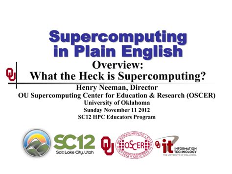 Supercomputing In Plain English Overview