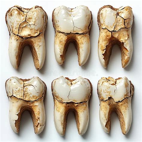 Set Of Decayed Yellow And Broken Teeth Showing Significant