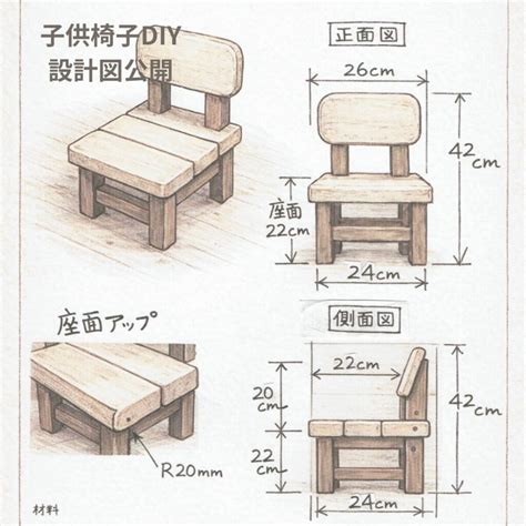 子供椅子diy｜設計図と作り方まとめ（全高42cm・2歳児サイズ） ちゃんタキのまるっとブログ