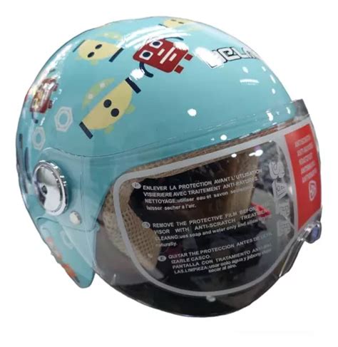 Casco Niño Nino Hermo Color Azul Talla Xl Muñeco Moto Mercadolibre