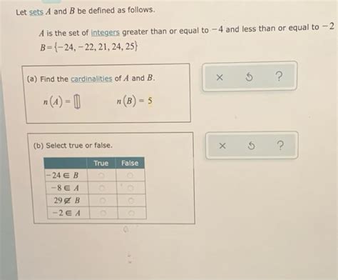 Solved Let Sets A And B Be Defined As Follows A Is The Set Chegg Com