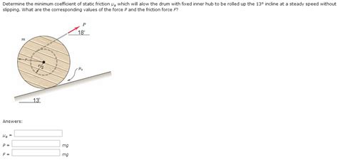 solved determine the minimum coefficient of static friction