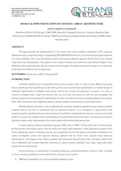 Pdf Design And Implementation Of Systolic Array Design Design And Implementation Of