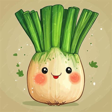 Adorable Cartoon Leek Vegetable Illustration Vector Illustration