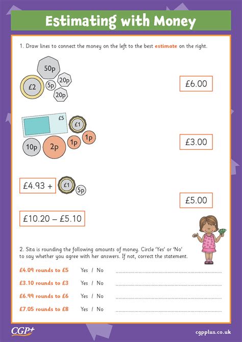 Estimating With Money Problems Stretch Year 4 Cgp Plus Worksheets Library