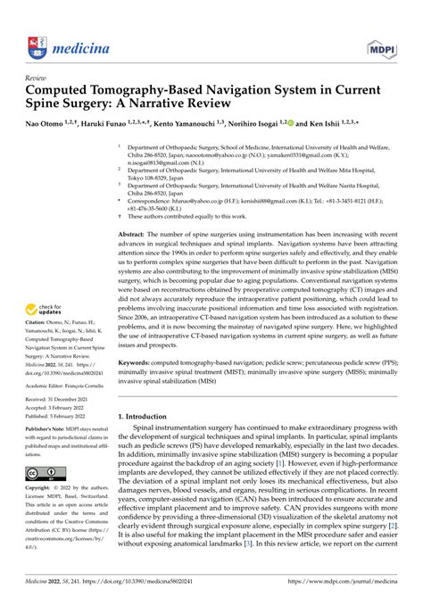 Pdf Computed Tomography Based Navigation System In Current Spine Surgery A Narrative Review