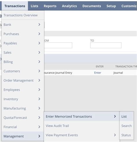How To Create Netsuite Memorized Transactions