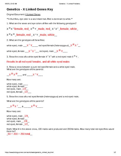 Genetics X Linked Problems 4924 1042 Am Genetics X Linked