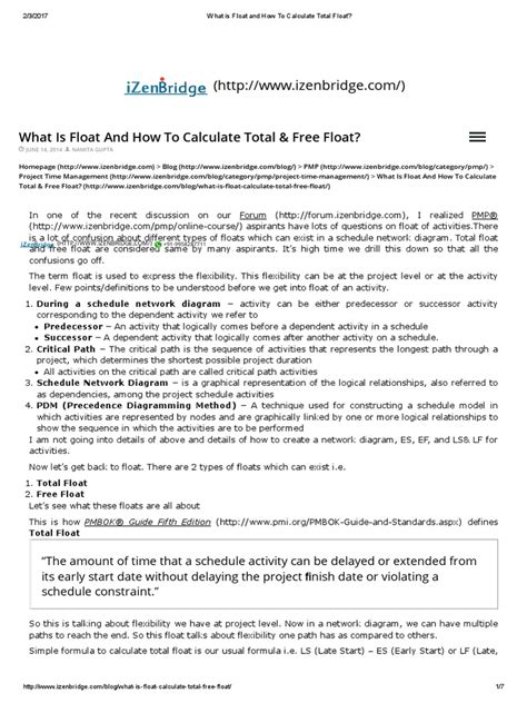 What Is Float And How To Calculate Total Float Pdf Pdf Business Computing