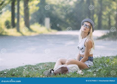 Pretty Girl Sitting And Looking At The Camera Stock Image Image Of