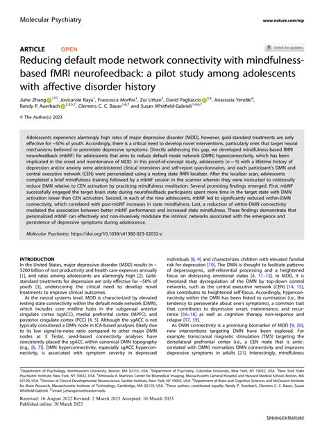 Pdf Reducing Default Mode Network Connectivity With Mindfulness Based Fmri Neurofeedback A