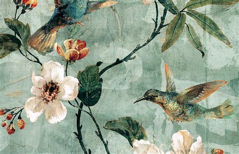 Vintage Bird Floral Botanical Mural Wallpaper Ever Wallpaper