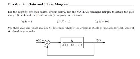 Solved For The Negative Feedback Control System Below Use