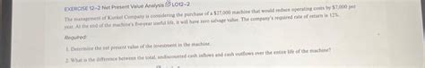solved exercise 12 2 net present volue analysis 19 lo12 2