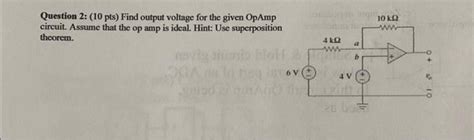 Solved Question 2 10 Pts Find Output Voltage For The