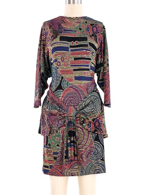 Metallic Printed Mosaic Mini Dress