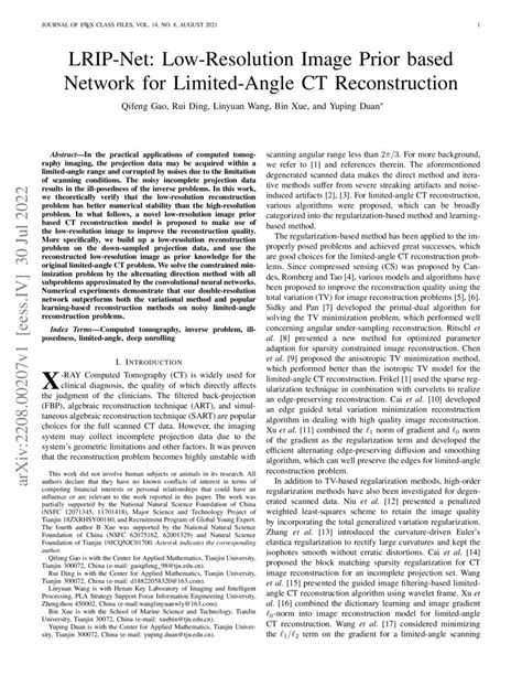 Lrip Net Low Resolution Image Prior Based Network For Limited Angle Ct Reconstruction Deepai