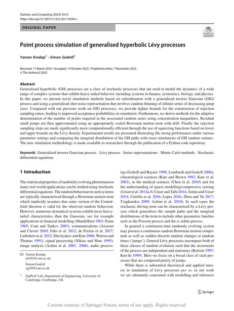 Pdf Point Process Simulation Of Generalised Hyperbolic Lévy Processes