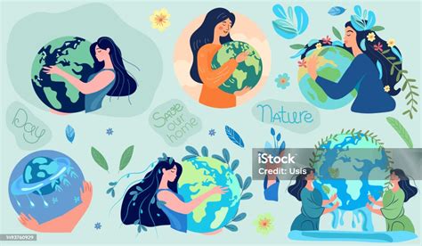지구를 감싸고 대자연에 대한 깊은 존경과 보살핌을 표현하는 손 지구 온난화와 기후 변화의 시급한 문제를 시각적으로 표현한 것입니다 벡터 개발에 대한 스톡 벡터 아트 및 기타