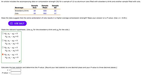 Solved An Article Includes The Accompanying Data On Compression