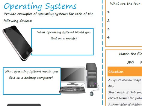 Operating Systems Revision Worksheet Teaching Resources