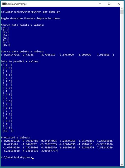 Gaussian Process Regression Demo Run James D Mccaffrey