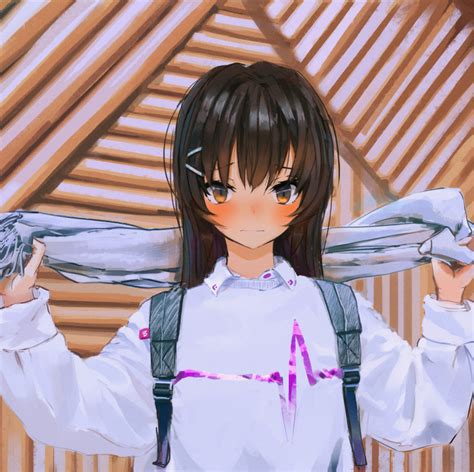 Safebooru 1girl Backpack Bag Bangs Black Hair Blush Closed Mouth