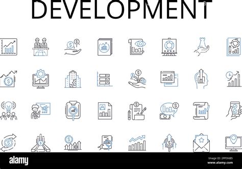 Development Line Icons Collection Advancement Evolution Progression Improvement Growth