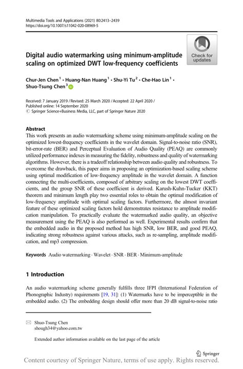 Digital Audio Watermarking Using Minimum Amplitude Scaling On Optimized